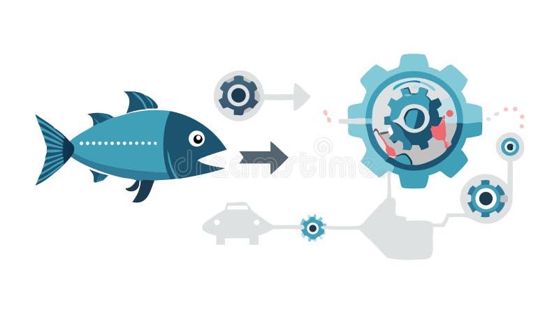 Mechanical Fish with a Gear Icon for Bio-Engineering and Industry ...
