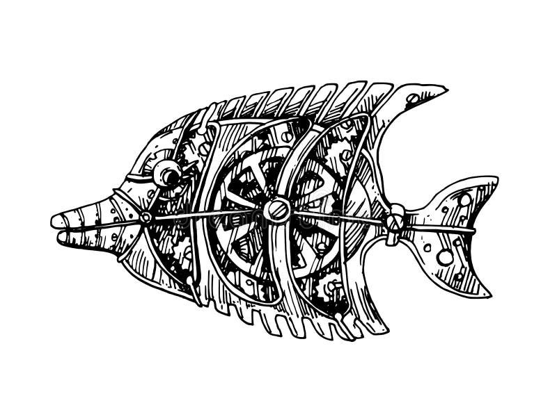 Mechanical Fish stock vector. Illustration of steampunk - 14251068