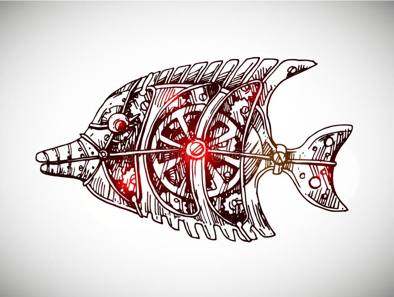 Mechanical Fish stock vector. Illustration of steampunk - 14251068