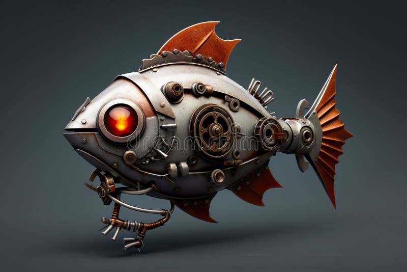 A Mechanical Fish with Red Eyes is Shown. Generative AI Image. Stock ...