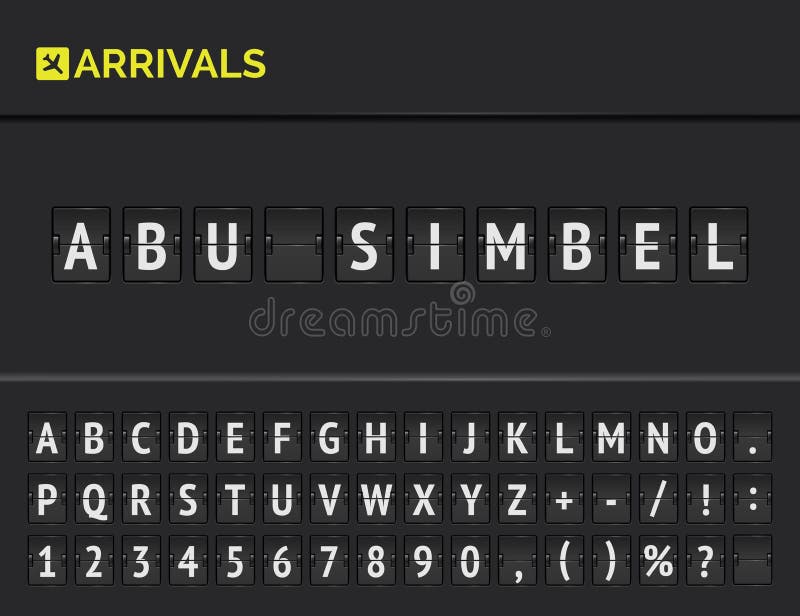 Flight Board with Vector Flip Airport Terminal Board Font Stock Vector ...