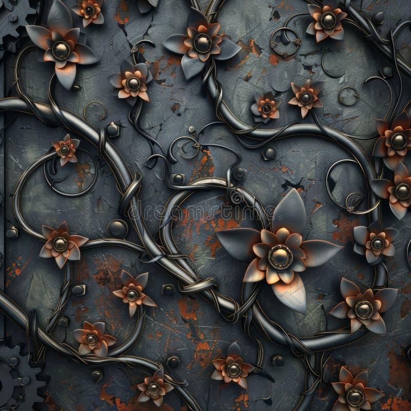 Mechanical Floral Pattern for Industrial Design Generative AI Stock ...