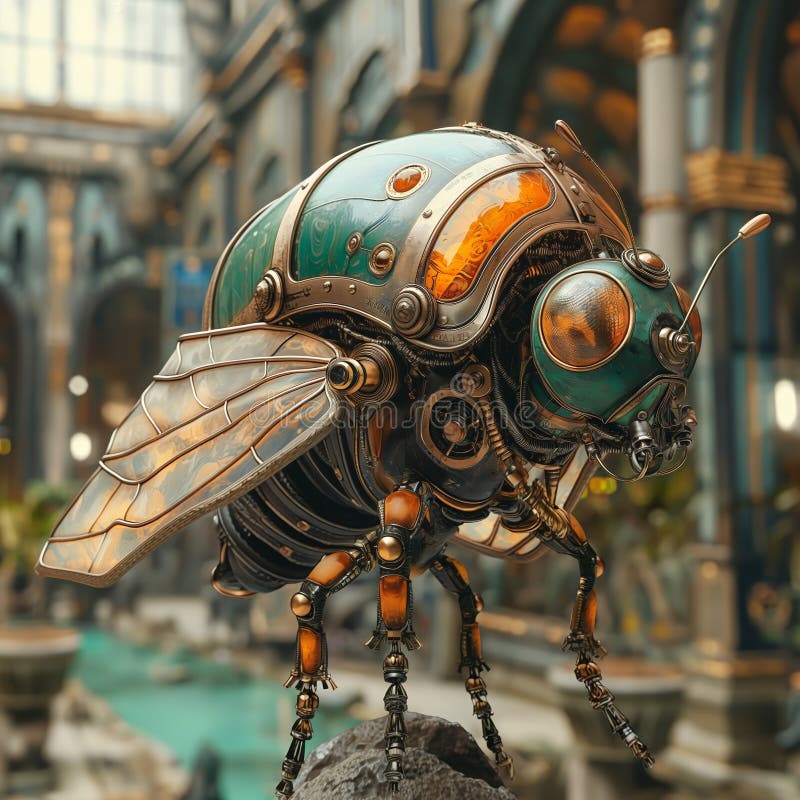 Mechanical Fly on an Abstract Background. Stock Image - Image of ...