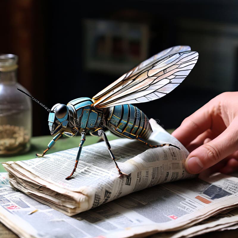 Mechanical Fly, Blending Nature and Technology Stock Illustration ...