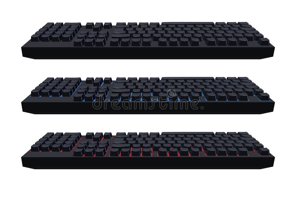 Mechanical and Gaming Keyboard Front View on Table Vector Illustration ...