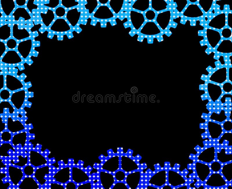 Mechanical Gear Frame Graphics in Blue Tones Stock Illustration ...