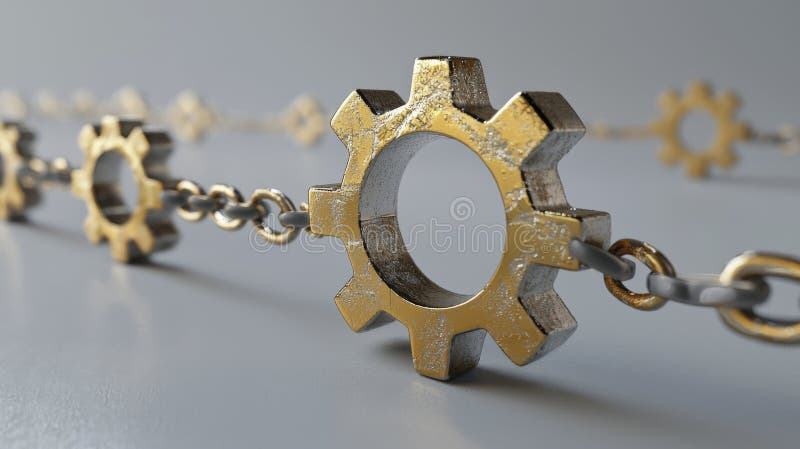 Mechanical Gear System in Motion Industrial Workshop 3d Render Close-up ...
