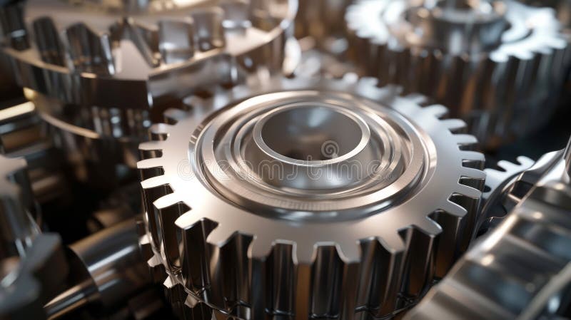 Mechanical Gear Wheels in Motion Stock Illustration - Illustration of ...
