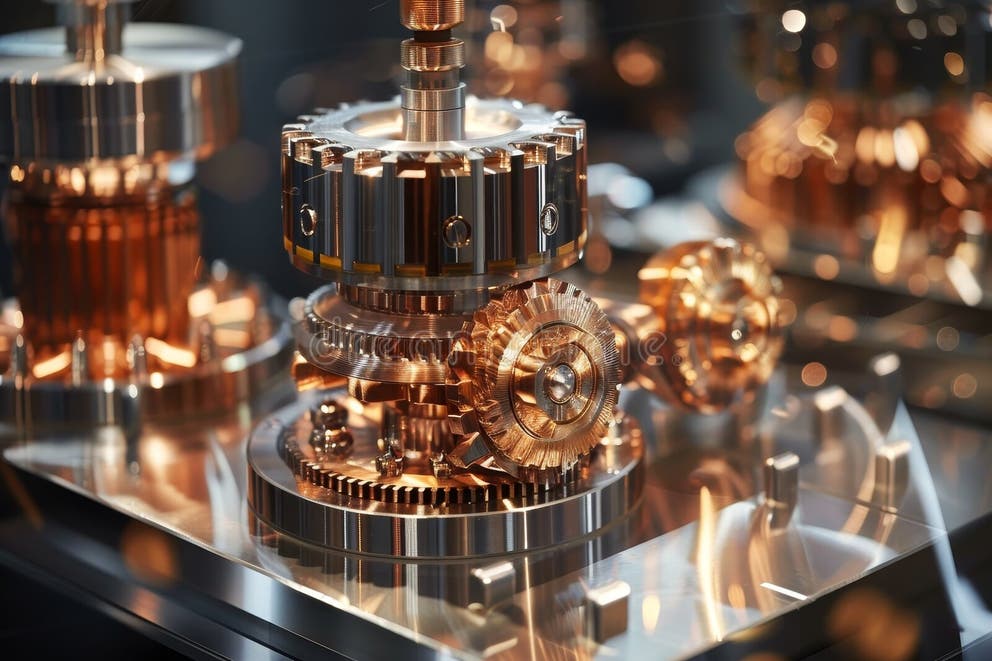 Mechanical Gears Arranged on a Tabletop, Showcasing Intricate Precision ...