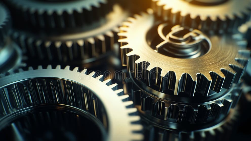 Mechanical Gears Close-Up. a Complex Network of Rotating Components ...