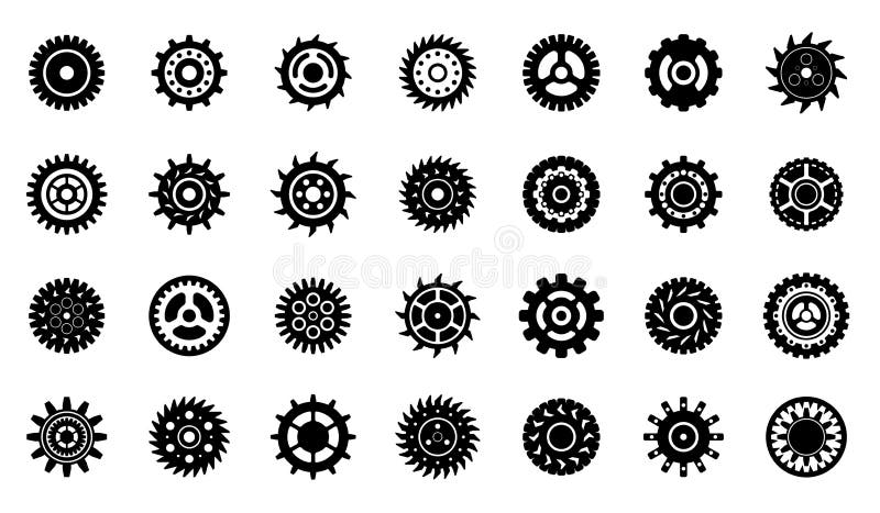 Mechanical Gears Elements. Cogs Gear Wheel, Isolated Mechanical Icons ...