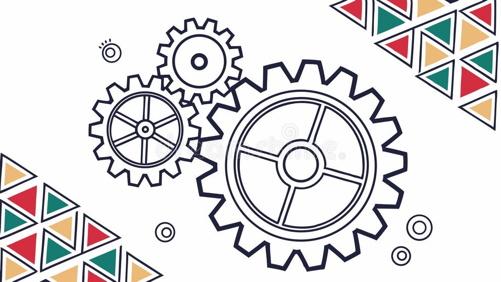 Mechanical Gears with Geometric Triangle Patterns, Vector Design ...