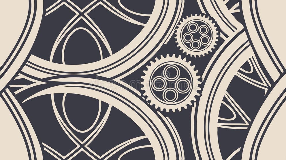 Mechanical Gears Pattern Vector, Industrial Steampunk Background ...