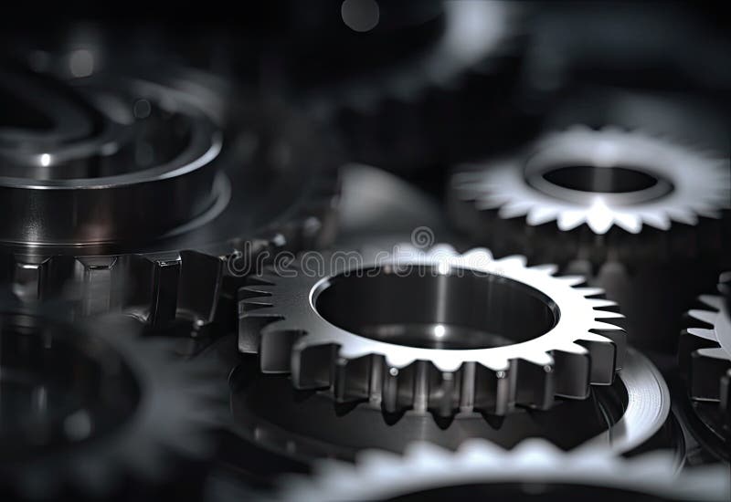 Mechanical Gears in Silver and Gray Blurred Abstraction for Industrial ...