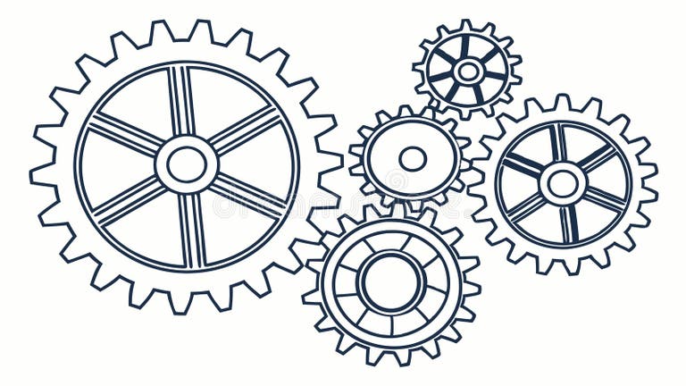 Mechanical Gears System, Intricate Engineering Components Vector ...