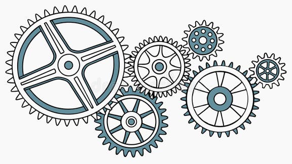 Mechanical Gears Technology Abstract Interconnected System, Vector ...