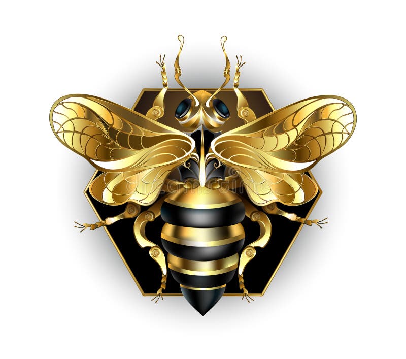 Mechanical Gold Bee on White Background Stock Illustration ... Mechanical Gold Bee on White Background Stock Illustration ...