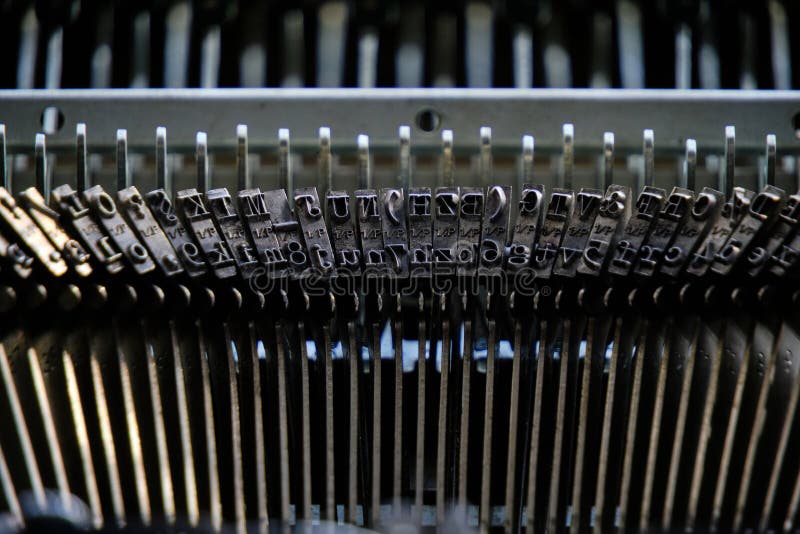 Mechanical Hammers with Alphabet for Typing Old Typewriter Stock Image ...