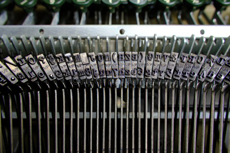 Mechanical Hammers with Alphabet for Typing Old Typewriter Stock Photo ...