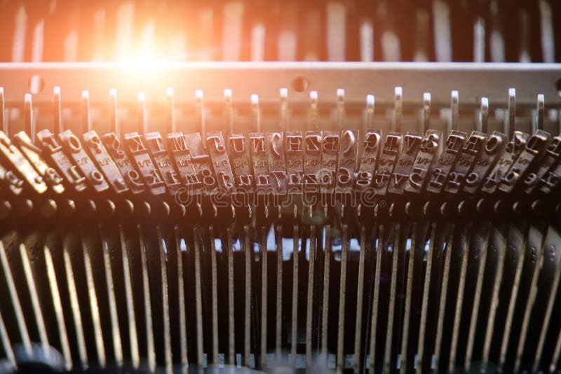 Mechanical Hammers with Alphabet for Typing Old Typewriter Stock Image ...