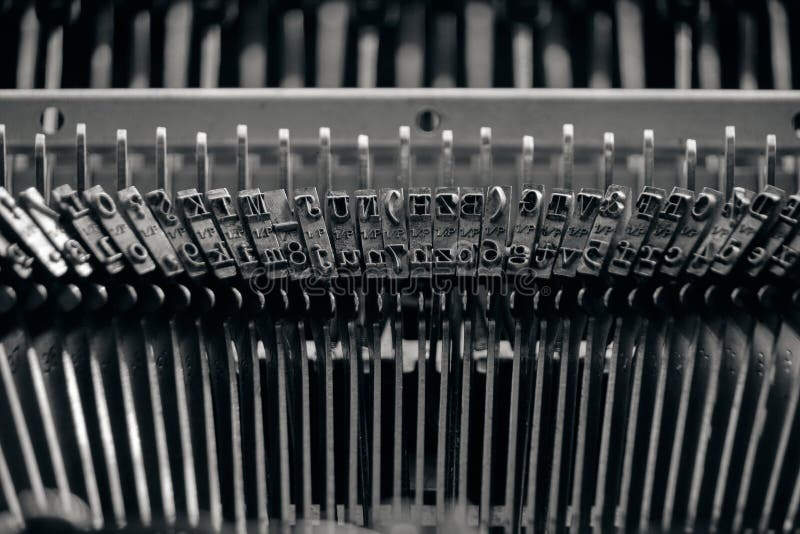 Mechanical Hammers with Alphabet for Typing Old Typewriter Stock Image ...