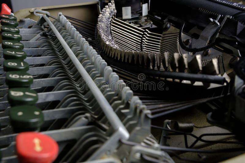 Mechanical Hammers with Alphabet for Typing Old Typewriter Stock Image ...