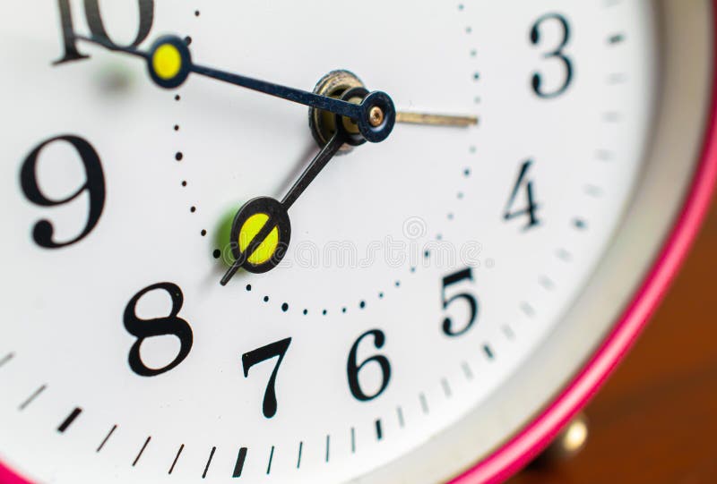 Mechanical Hand Clock White Dial. Spring Alarm Clock Stock Image ...