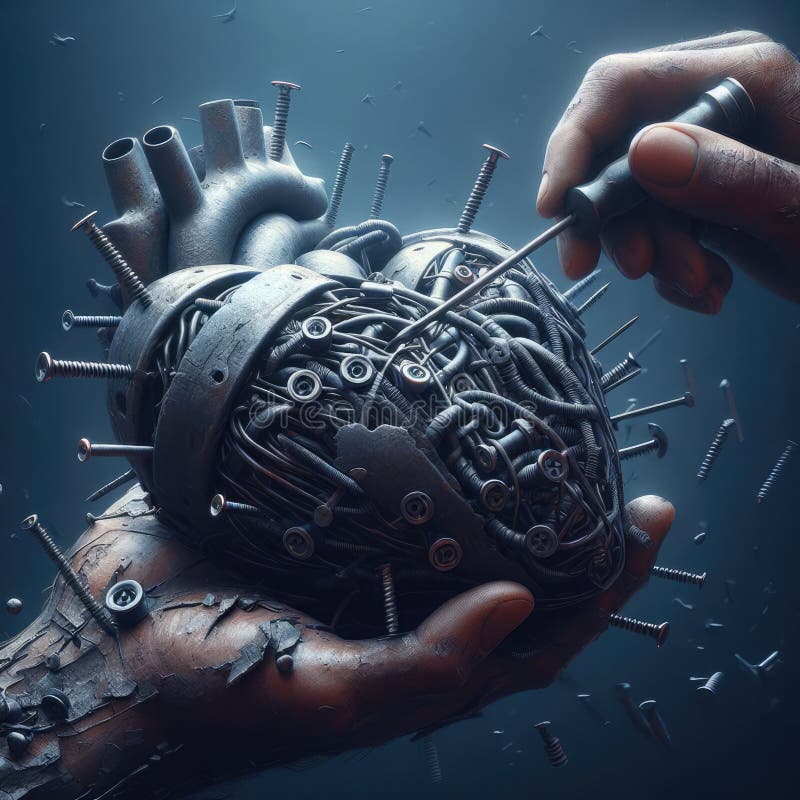 Mechanical Heart Construction Stock Illustration - Illustration of ...