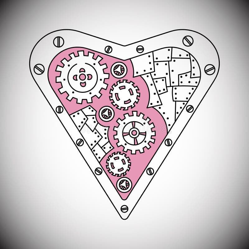 Mechanical Heart in the Steampunk Style. Hand Drawn Vector Illustration ...