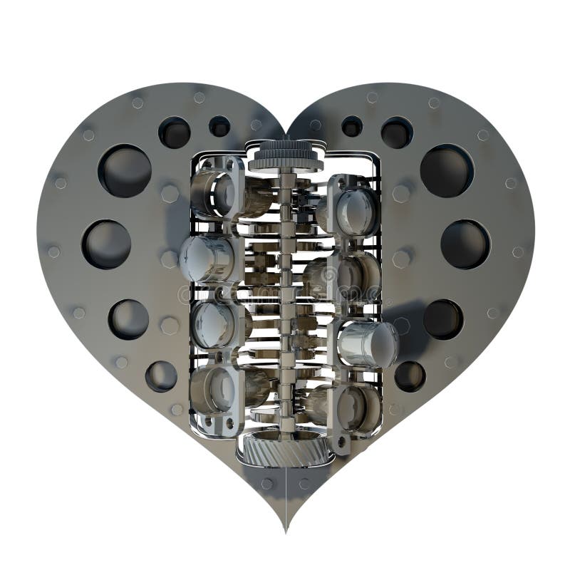 Mechanical Heart V8 3d Render Stock Illustration - Illustration of ...