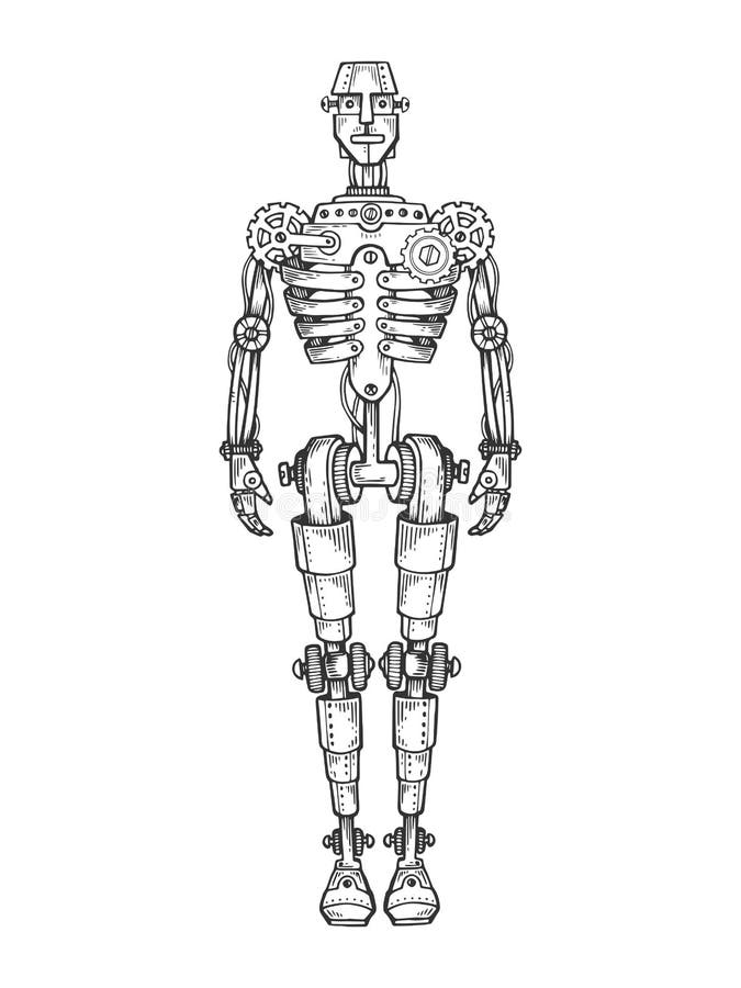 Robot and Human Hand Engraving Vector Illustration Stock Vector ... Robot and Human Hand Engraving Vector Illustration Stock Vector ...