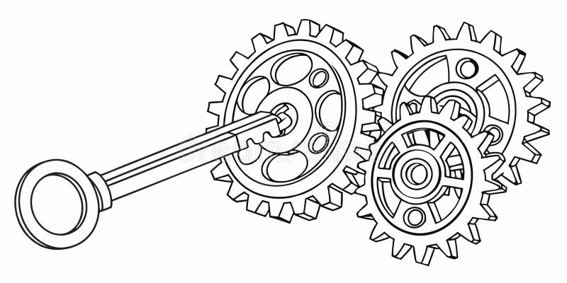 Mechanical Key and Gears for Problem Solving, Vector Design Generative ...