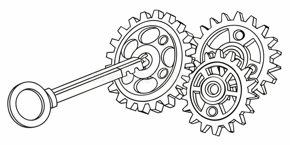Mechanical Key and Gears for Problem Solving, Vector Design Generative ...