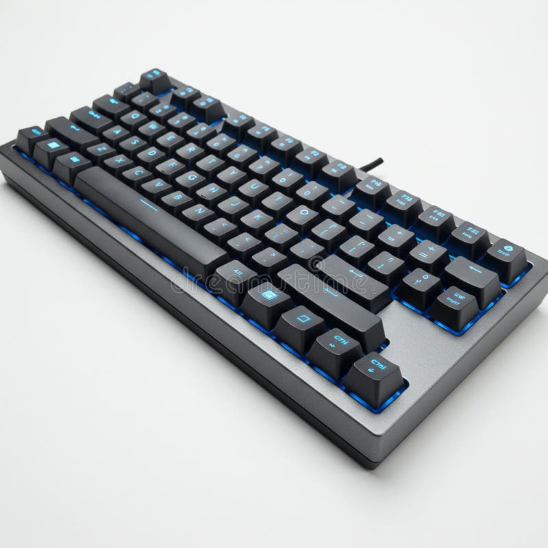 Mechanical Keyboard with Black Keys and Blue Accents, Featuring a ...