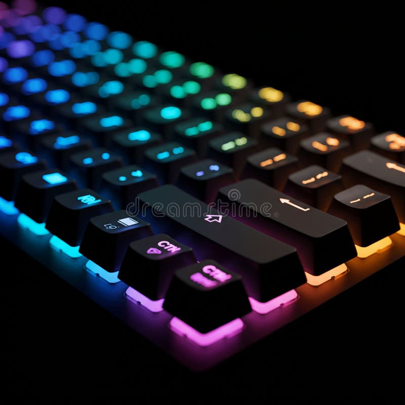 Mechanical Keyboard with Black Keys Featuring RGB Backlighting. Keys ...