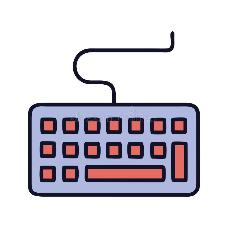 Mechanical Keyboard with Cable Tech Gadget Stock Vector - Illustration ...