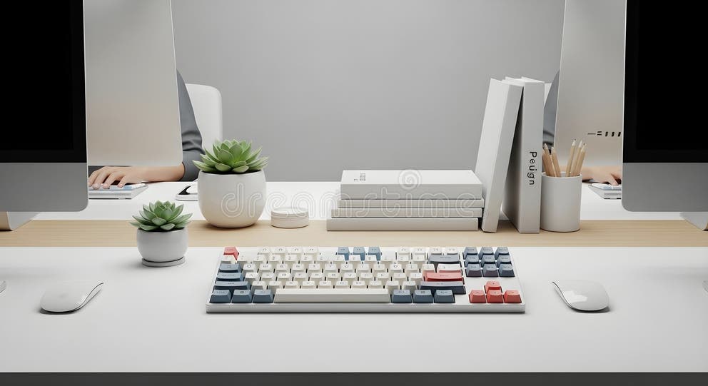 Mechanical Keyboard Design Workspace in Shared Desk Matte Finish Stock ...
