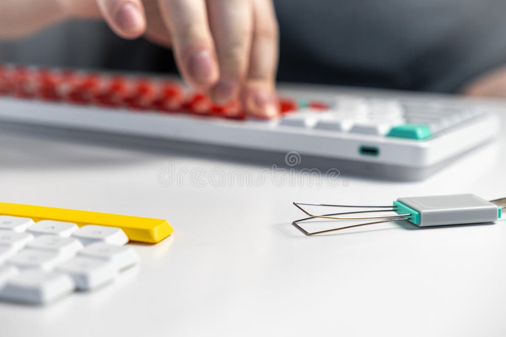 Mechanical Keyboard Enthusiast Using Keycap Puller Tool for Custom ...