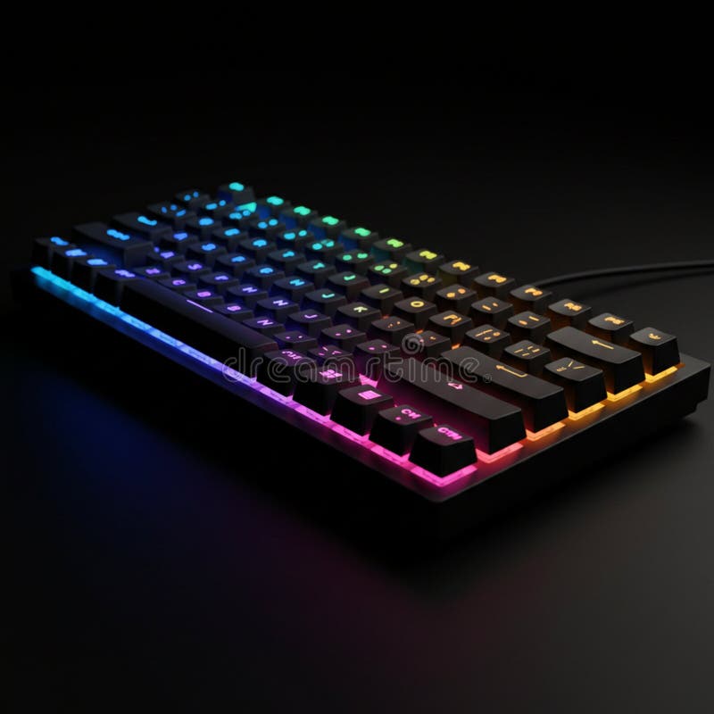 A Mechanical Keyboard Featuring RGB Backlighting Illuminates the Keys ...