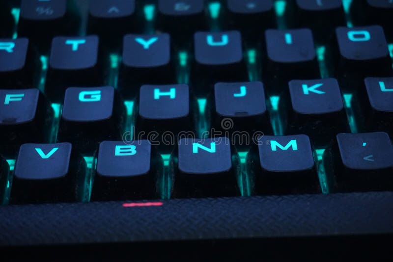 Mechanical Keyboard that Illuminate with Blue Light Stock Photo - Image ...