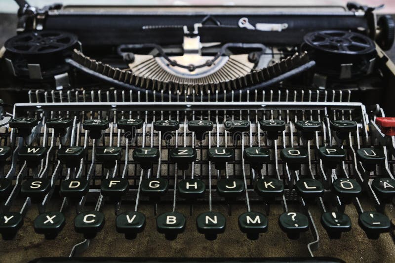 Keyboard of an Old Retro Typewriter with the English Alphabet.in Black ...