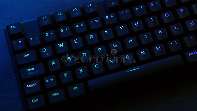 RGB Lighting of Mechanical Keyboard on Gamer Desk Stock Footage - Video ...