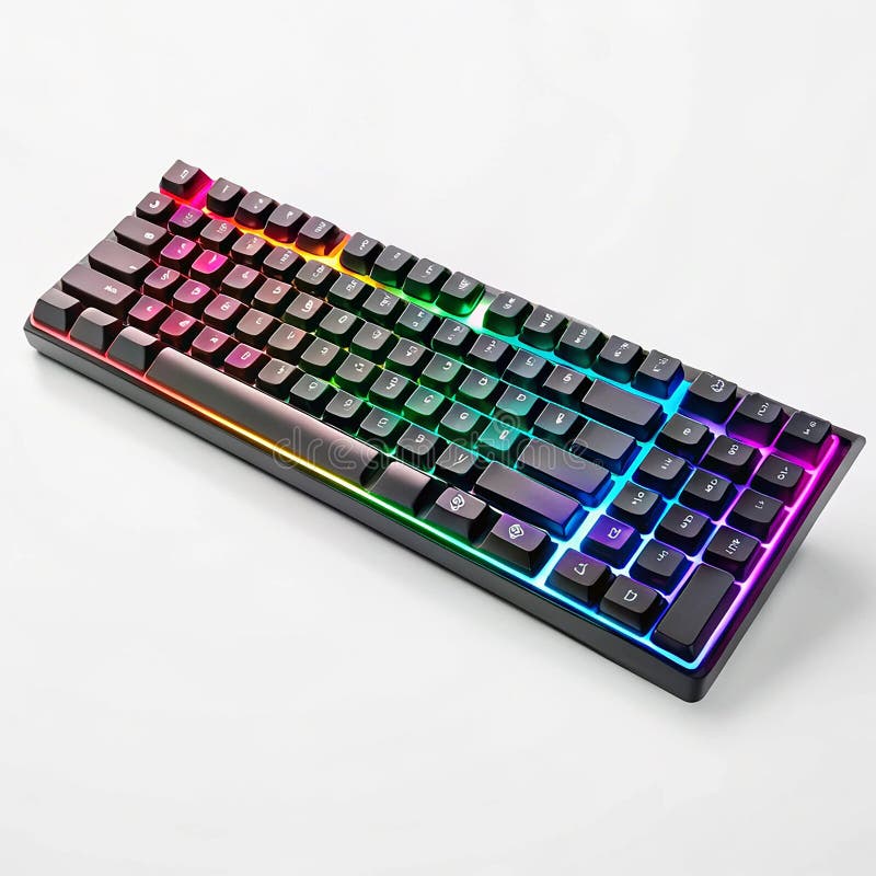 Mechanical Keyboard with RGB Lights on White Stock Illustration ...