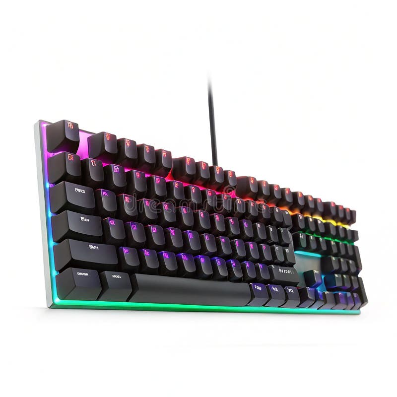 Mechanical Keyboard with RGB Lights on White Stock Illustration ...