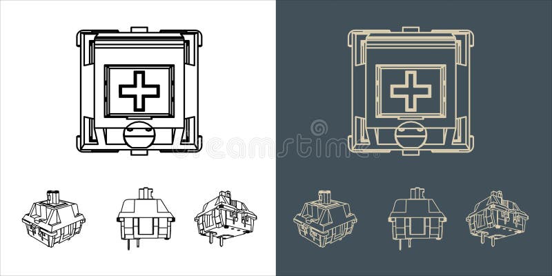 Mechanical keyboard switch stock vector. Illustration of blueprint ...