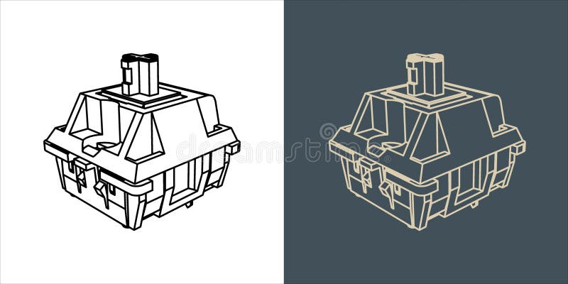 Mechanical Keyboard Switch Wireframe Blueprint Stock Vector ...
