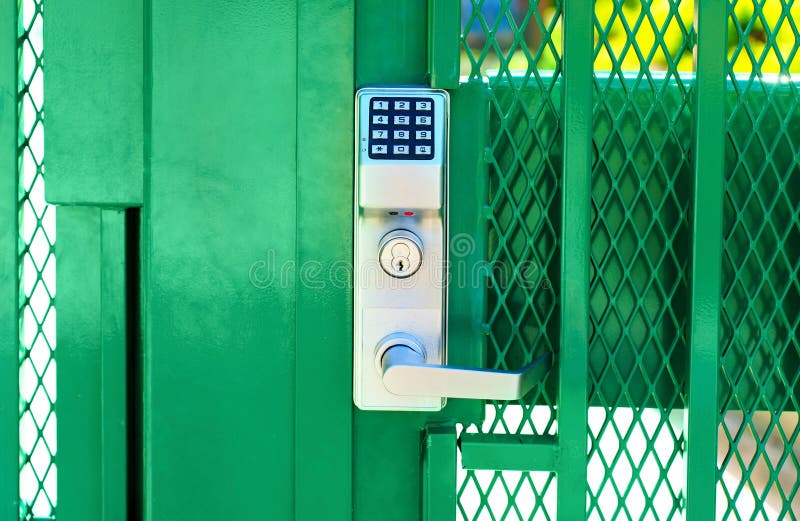 Mechanical Keypad Gate Lock Stock Image - Image of access, open: 269483097