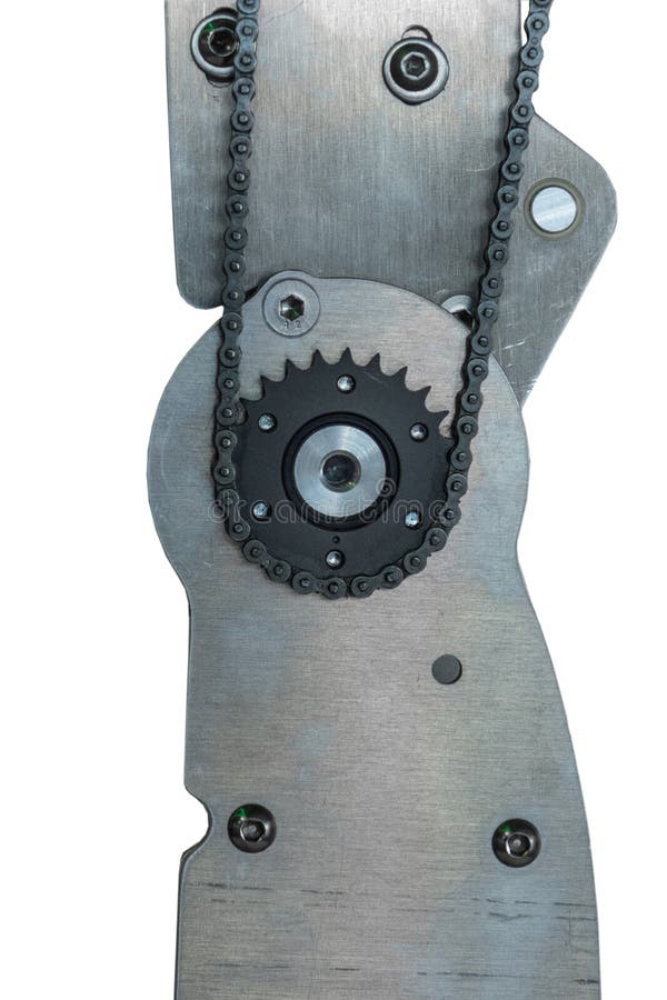 The Mechanical Knee-joint of Android on White Background Stock Image ...