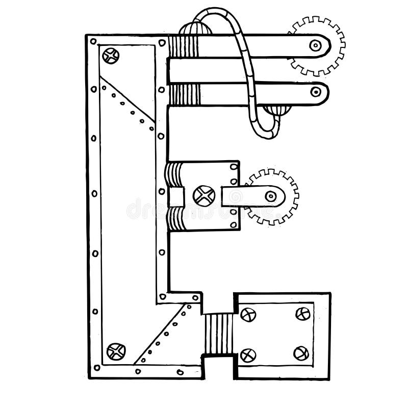 Mechanical Letter E Engraving Vector Illustration Stock Vector ...