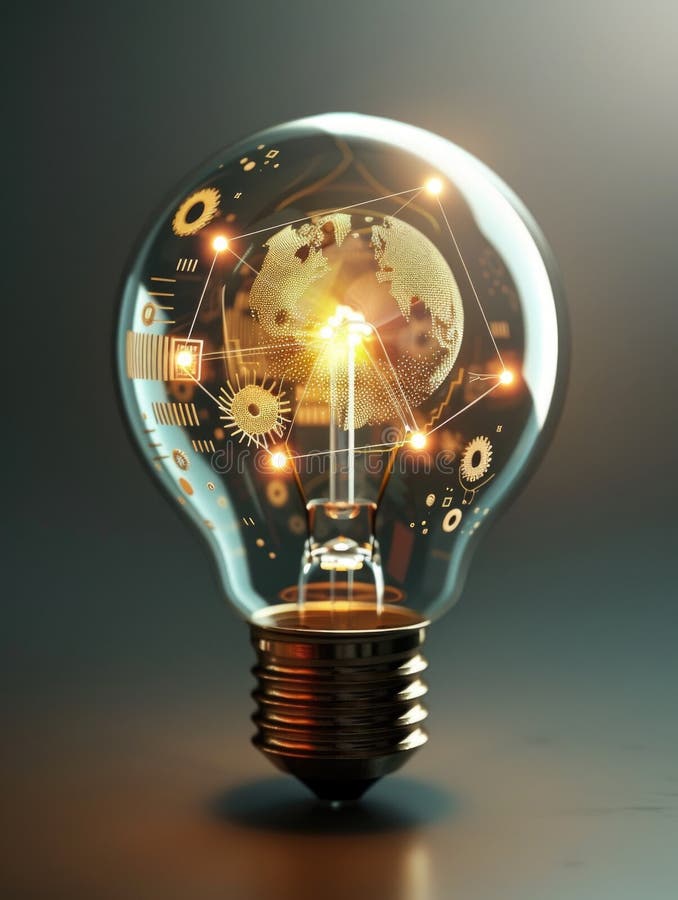 Mechanical Light Bulb stock illustration. Illustration of development ...
